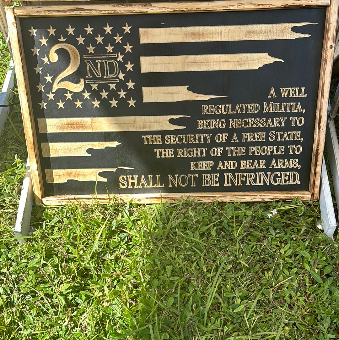 2nd amendment ( carved) Flag – Backroad Wood Work & Boutique,LLC