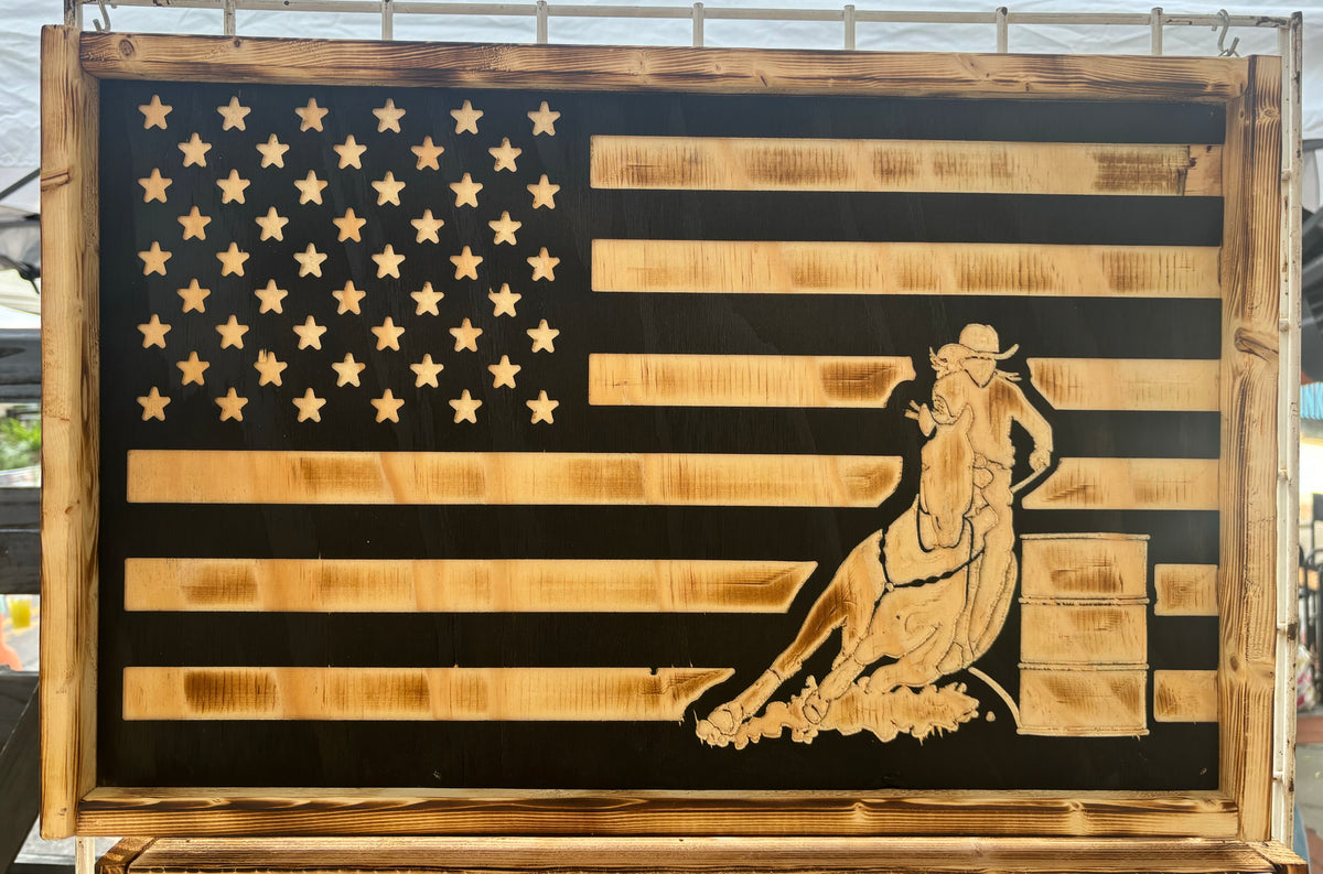 Barrel racing flag (carved) Flag – Backroad Wood Work & Boutique,LLC