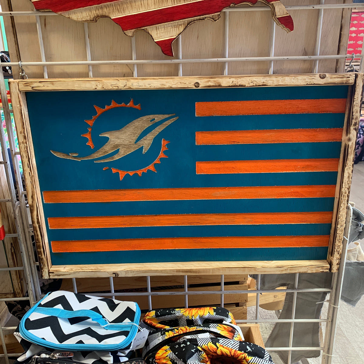 Miami dolphin flag (carved) Flag – Backroad Wood Work & Boutique,LLC