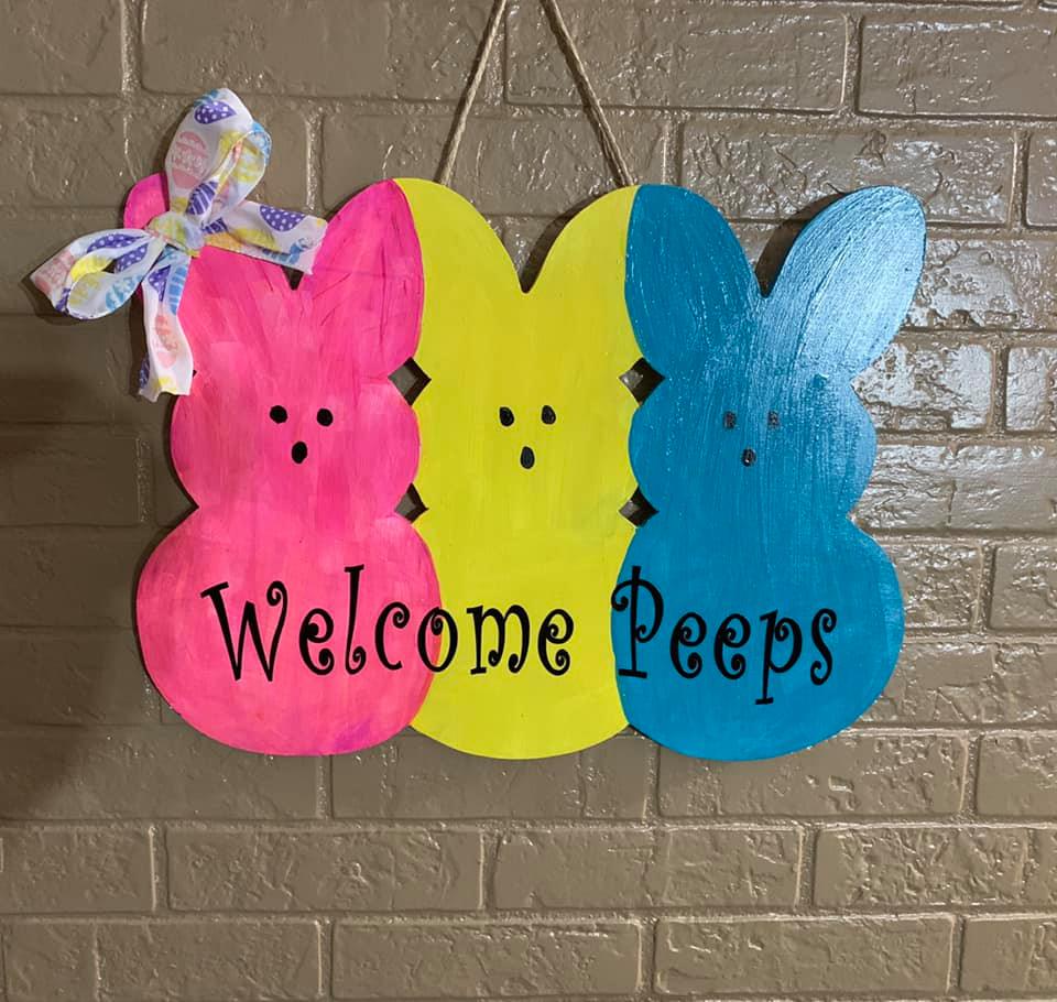 Welcome Peeps Door Hanger – Backroad Wood Work & Boutique,LLC