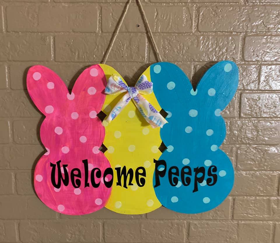 Welcome Peeps Door Hanger – Backroad Wood Work & Boutique,LLC